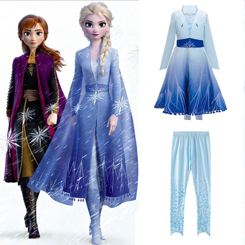 Frozen 2 Kleider Elsa Kostüm Kinder Prinzessinenkleid